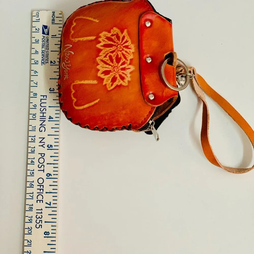 Handmade | Bags | Handmade Orange Leather Puppy Coin Purse Cute Animal ...